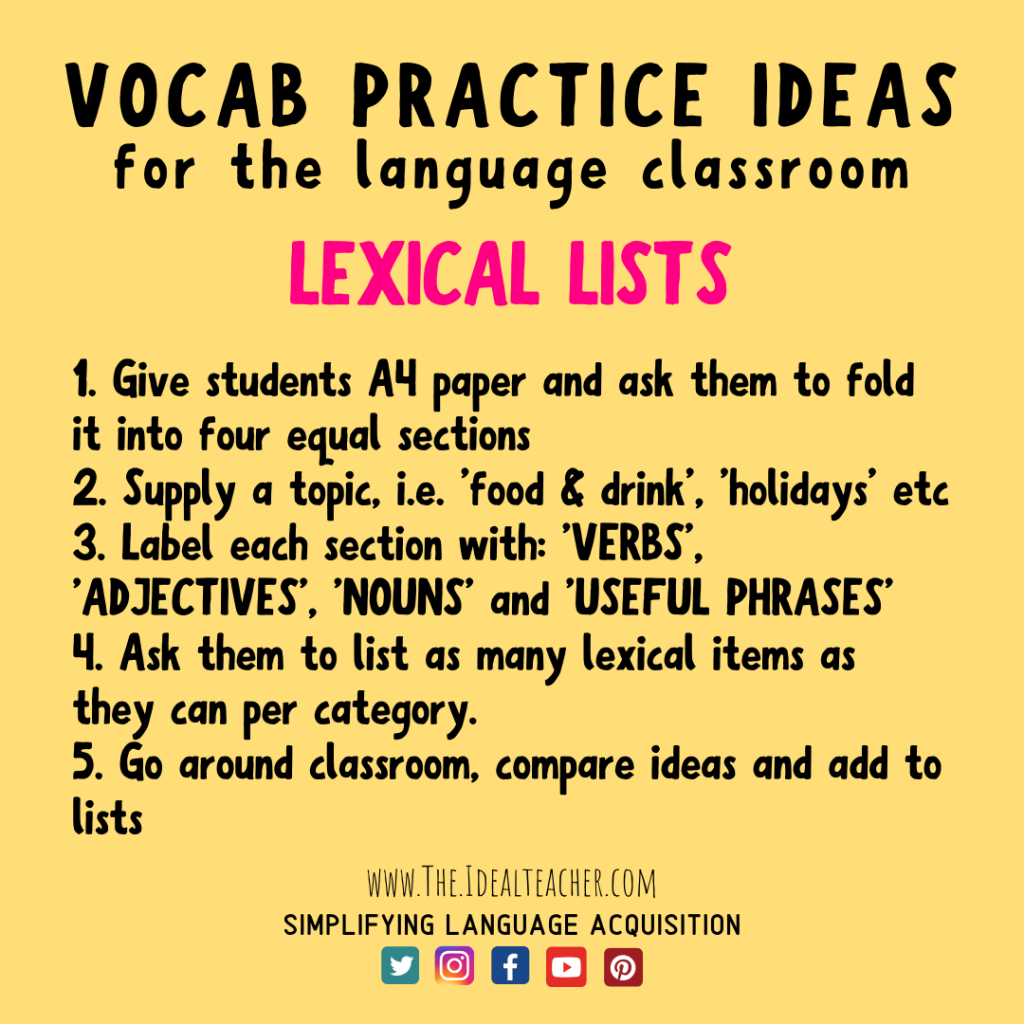 Excellent Ideas To Practise Vocabulary in the Language Classroom