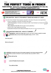 French Perfect Tense Improved Workbook and Video Lesson You Need ...